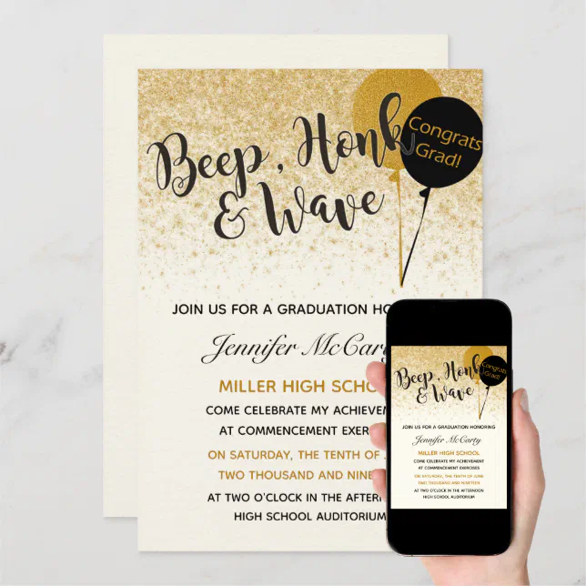 Black and Gold Graduation Invitation | Zazzle