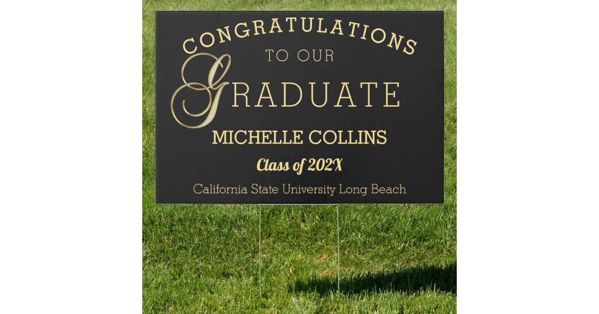 Black and Gold Graduation Sign | Zazzle