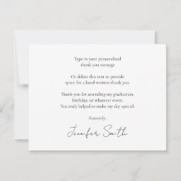 Black and Gold Graduation Thank You Note Card | Zazzle
