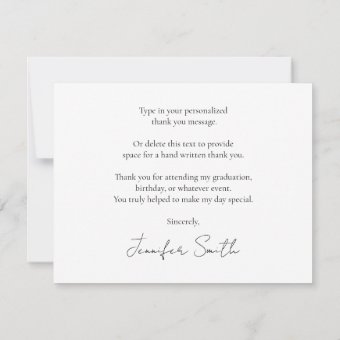 Black and Gold Graduation Thank You Note Card | Zazzle