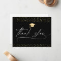 Black and Gold Graduation Thank You Note Card | Zazzle