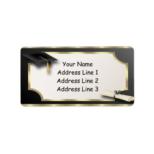 Black and Gold Grauation Address Labels | Zazzle.com