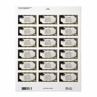 Black and Gold Grauation Address Labels | Zazzle