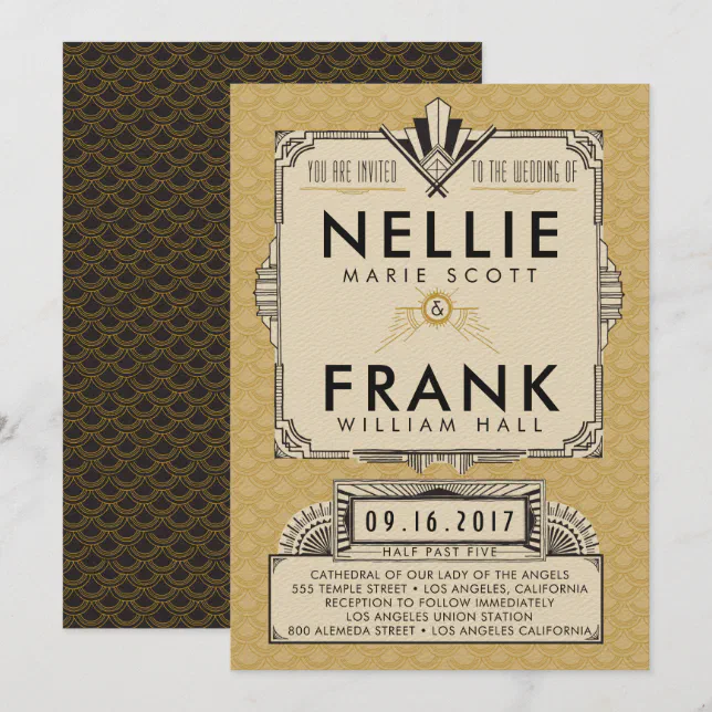 Black and Gold Great Gatsby Wedding Invitations | Zazzle