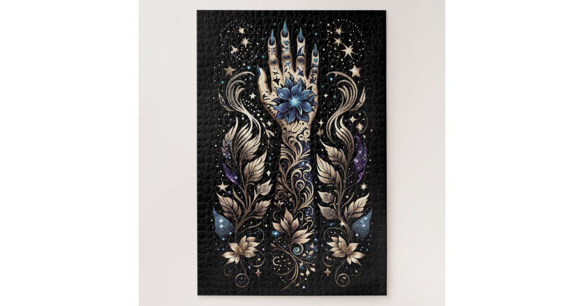 Black And Gold Hand Tattoo Jigsaw Puzzle | Zazzle
