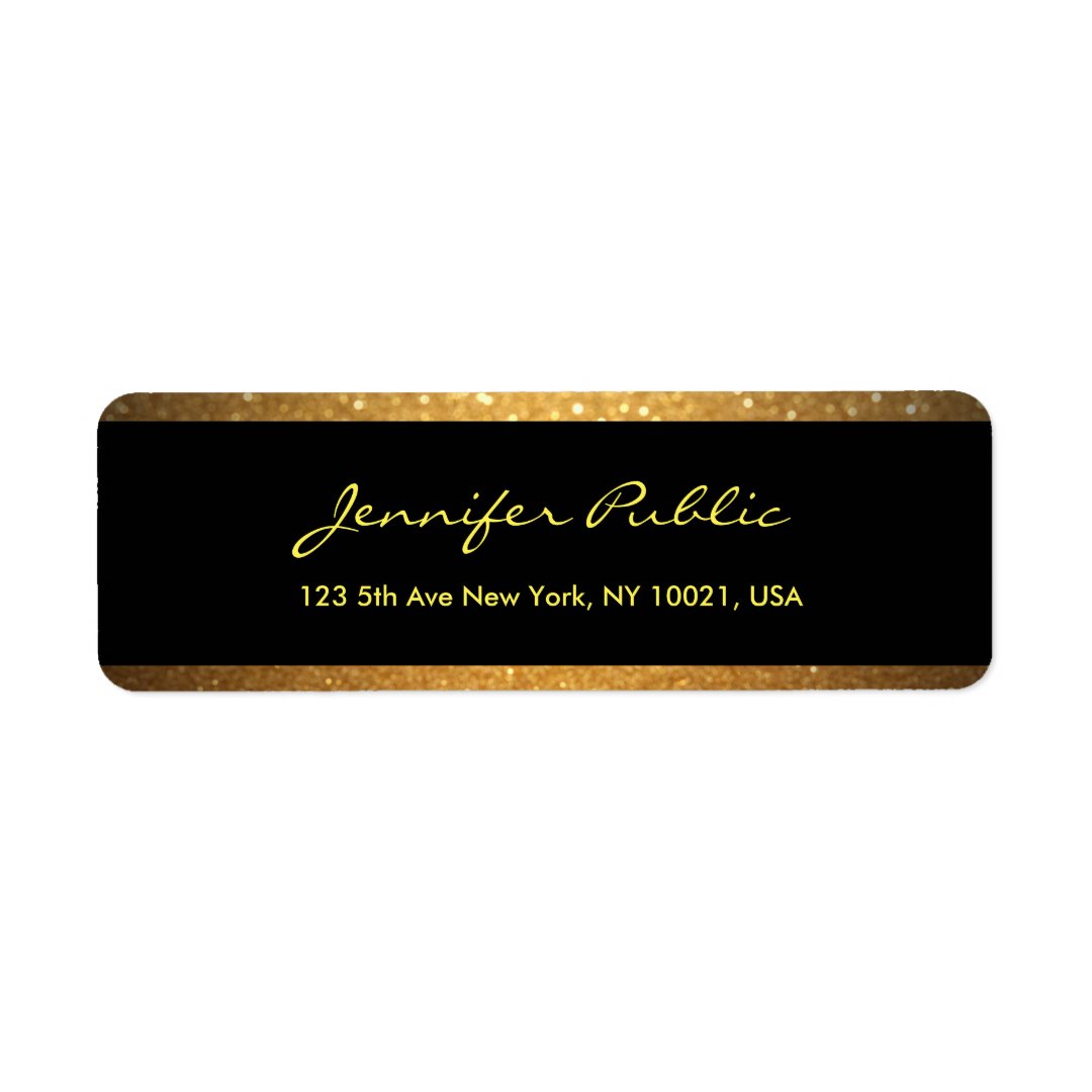 Black And Gold Handwritten Script Elegant Template Label | Zazzle