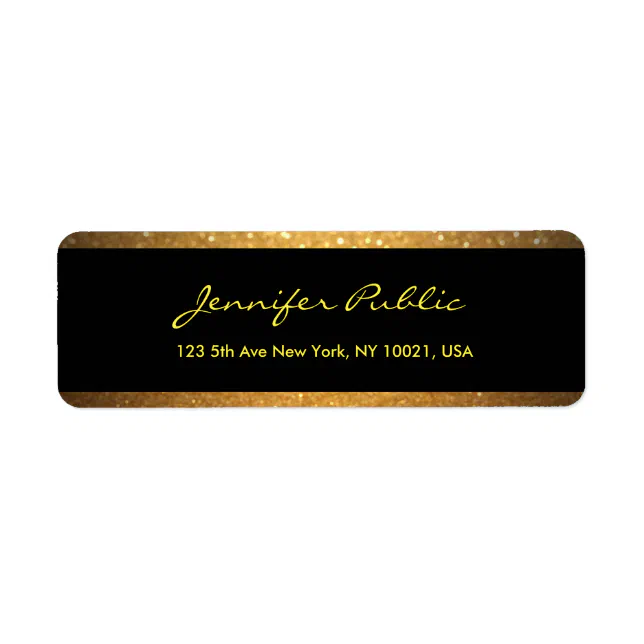 Black And Gold Handwritten Script Elegant Template Label | Zazzle