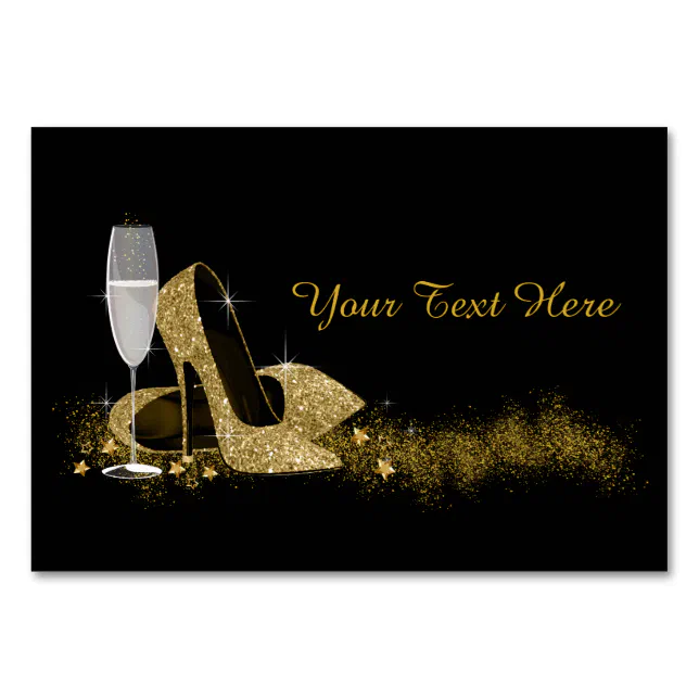 Black and Gold High Heel Shoe Table Number | Zazzle