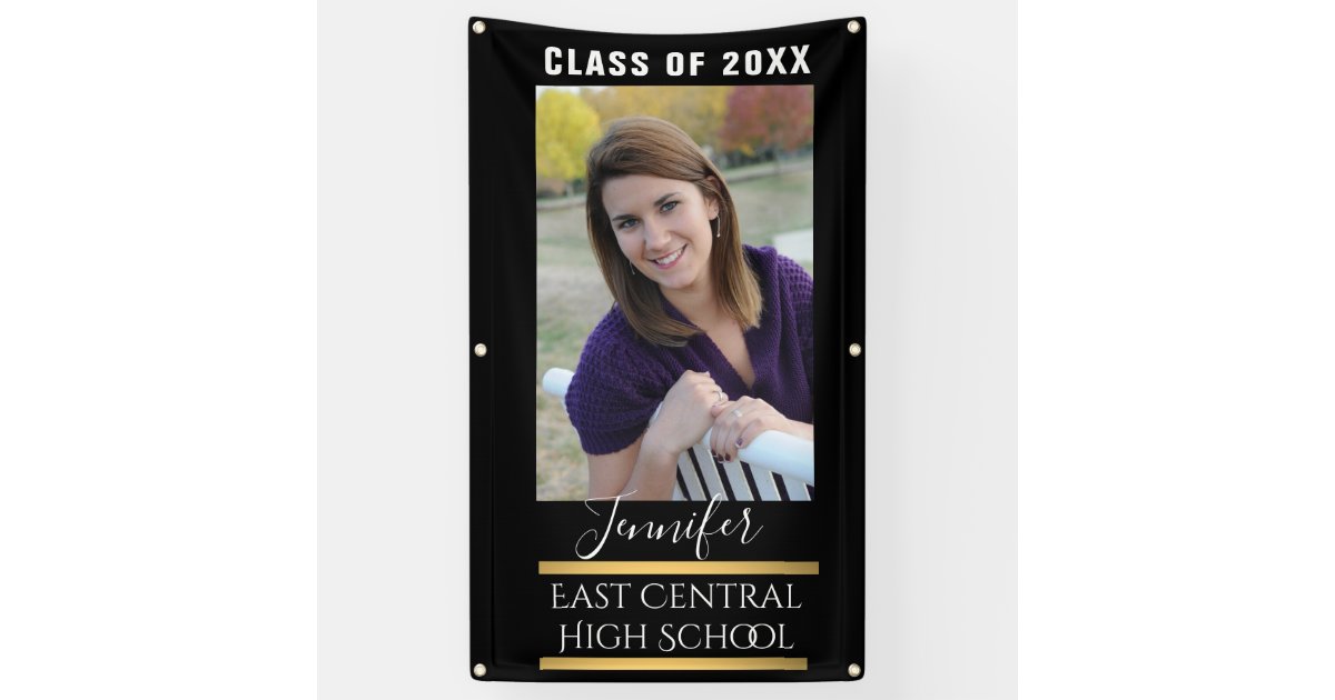Black and Gold High School Senior Banner | Zazzle