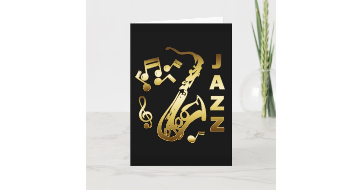 BLACK AND GOLD JAZZ CARD | Zazzle