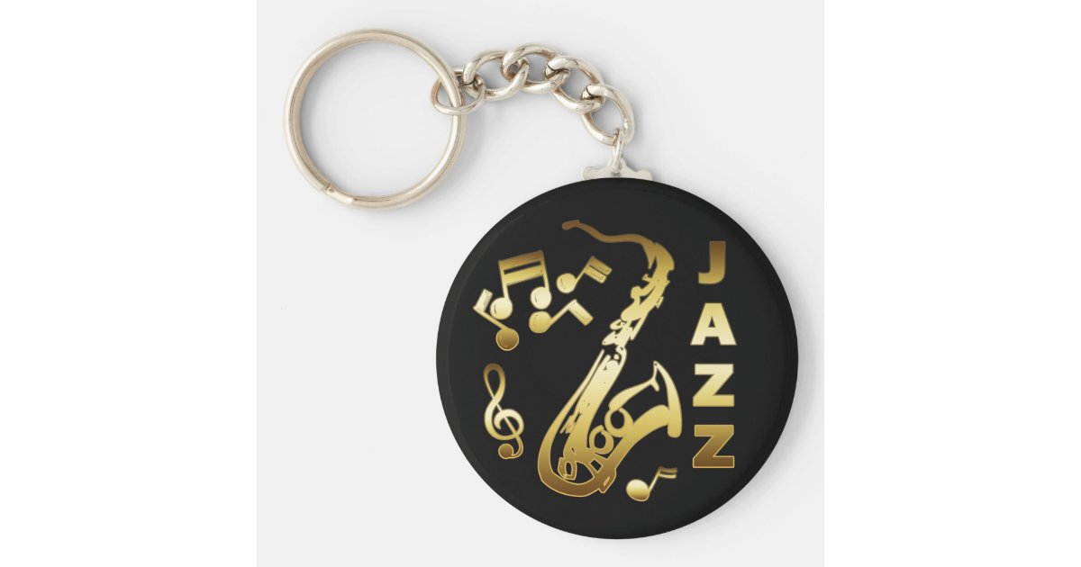 BLACK AND GOLD JAZZ KEYCHAIN | Zazzle.com