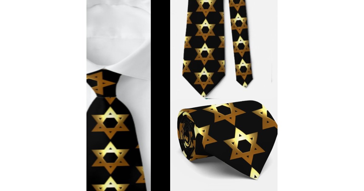Black and Gold Jewish Star Neck Tie | Zazzle