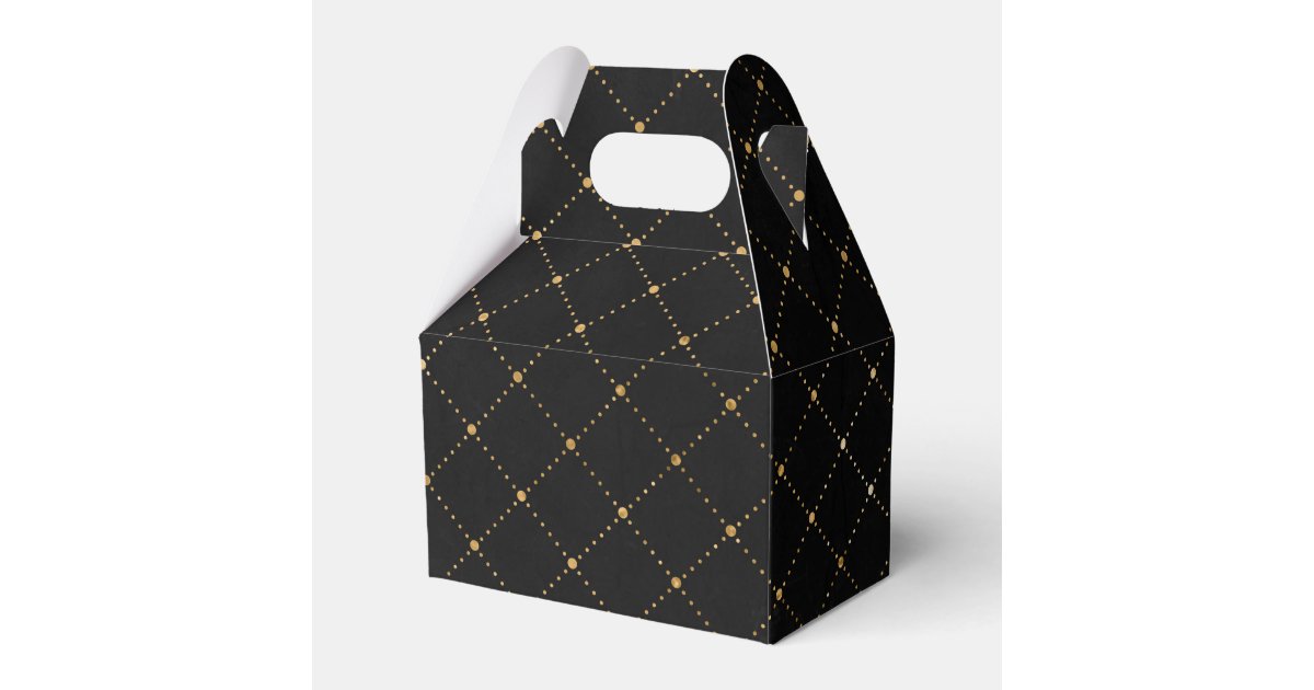 Black and Gold Lattice Favor Boxes | Zazzle