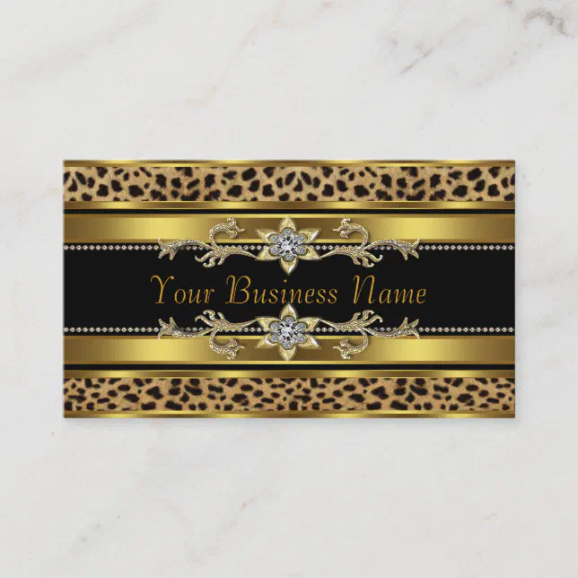 Black and Gold Leopard Business Card | Zazzle