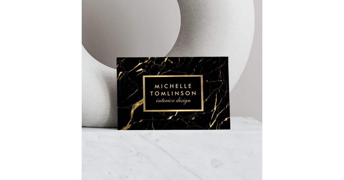 Black and Gold Marble Designer Business Card | Zazzle