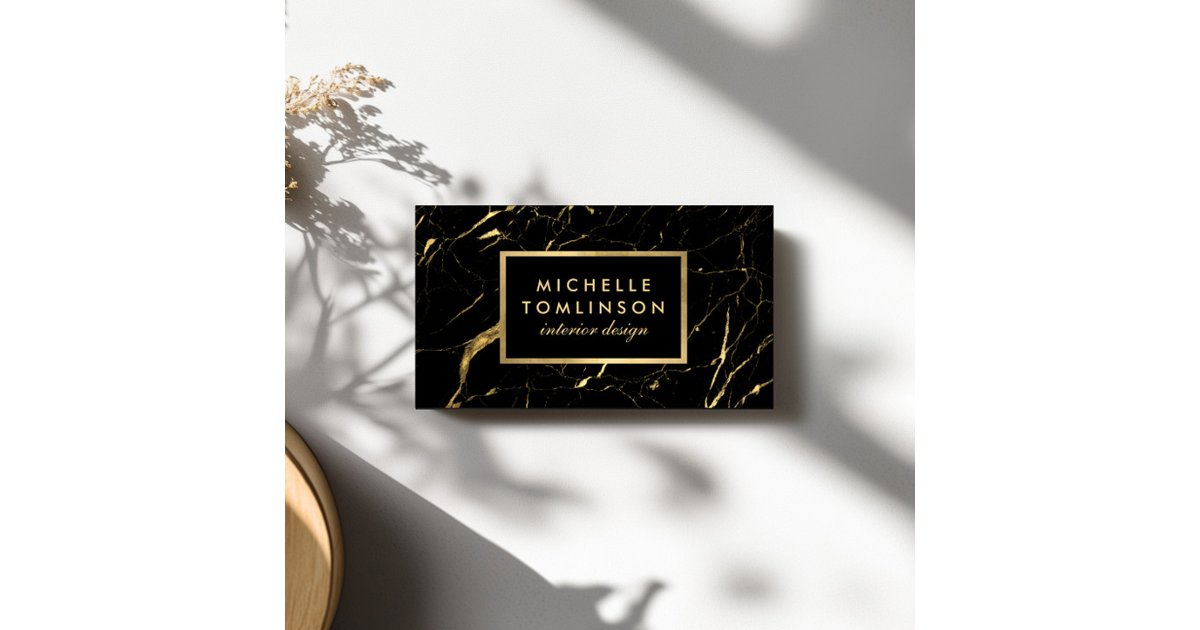 Black and Gold Marble Designer Business Card | Zazzle