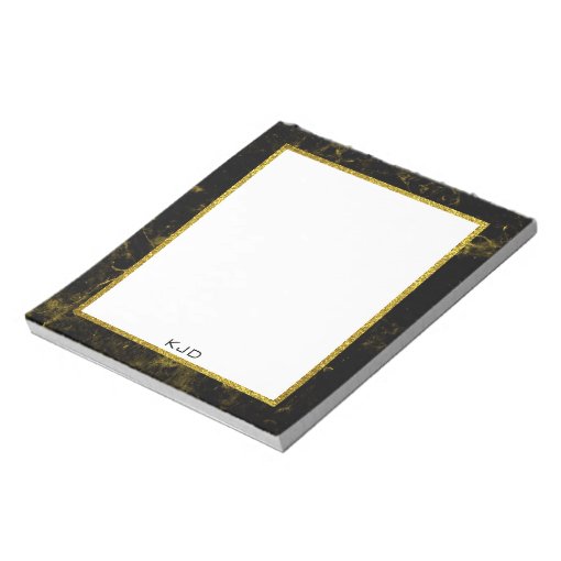 Black and Gold Marble Glitter | Custom Notepad | Zazzle