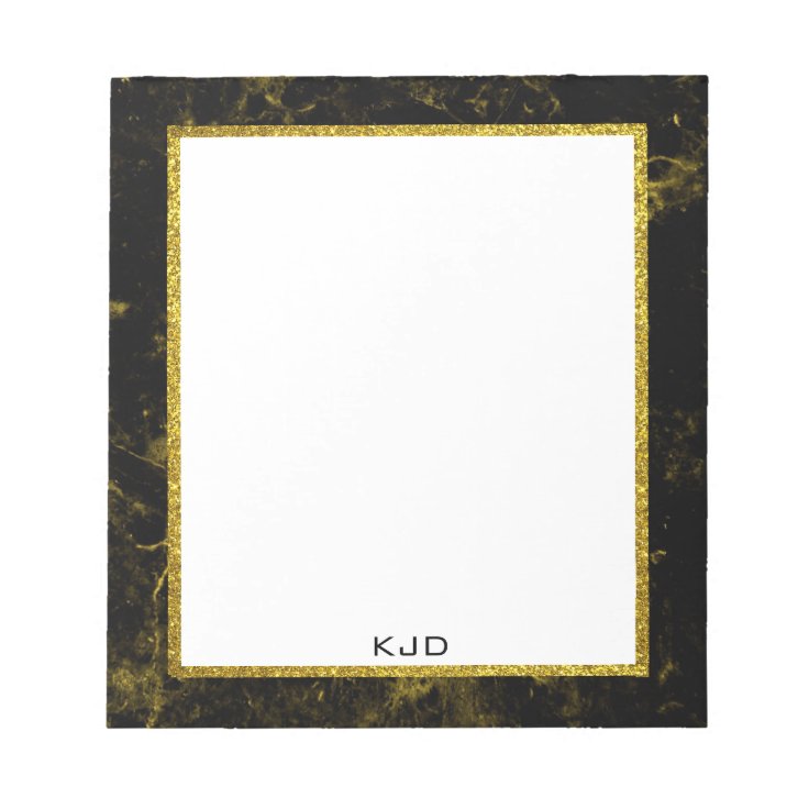 Black and Gold Marble Glitter | Custom Notepad | Zazzle
