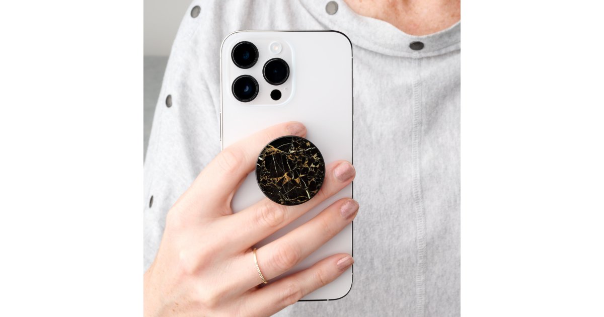 Black and Gold Marble PopSocket | Zazzle