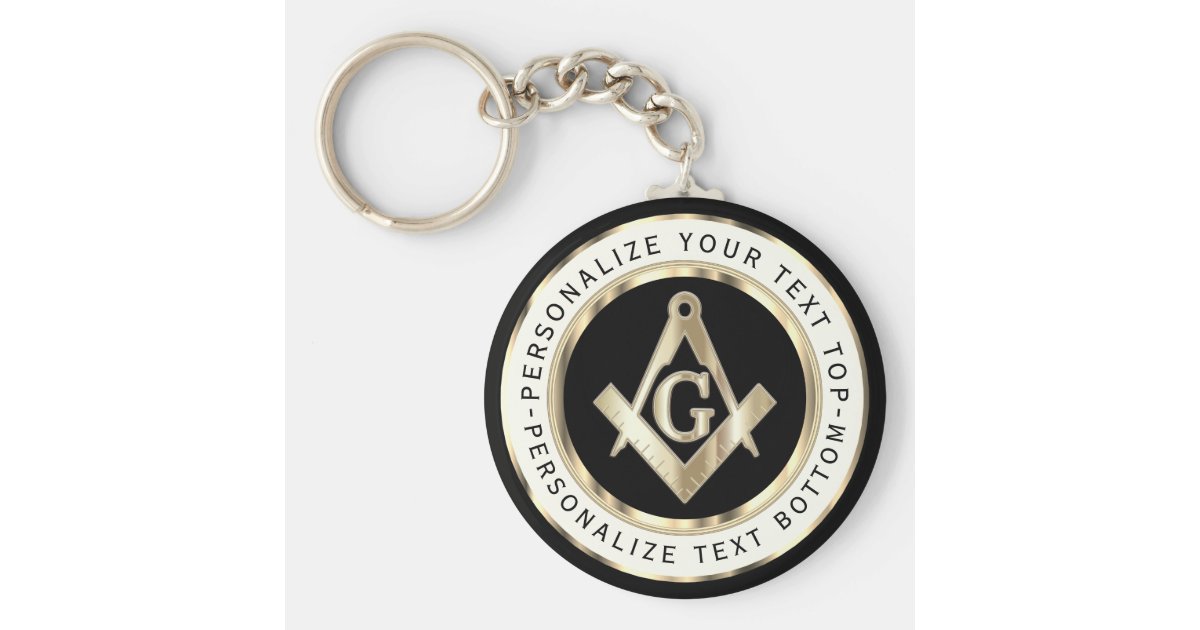Black and Gold Mason - Customize Keychain | Zazzle
