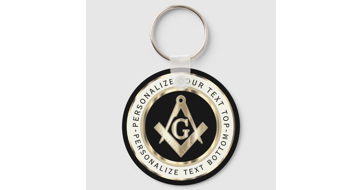 Black and Gold Mason - Customize Keychain | Zazzle