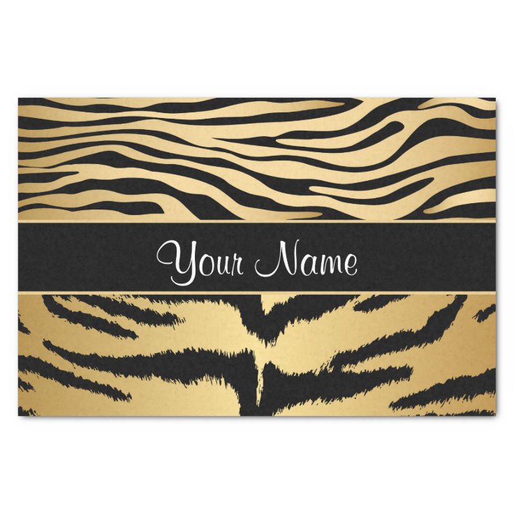 Black and Gold Metallic Tiger Stripes Pattern Tissue Paper | Zazzle
