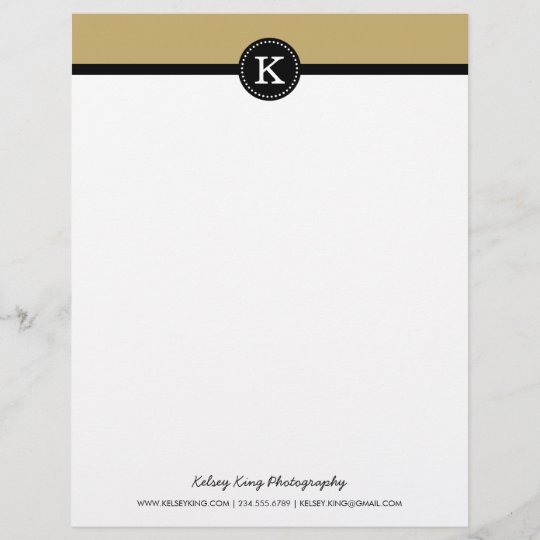 Black and Gold Modern Custom Monogram Letterhead | Zazzle.com