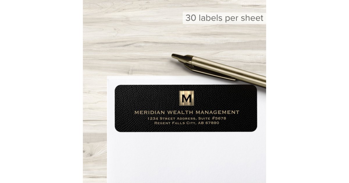 Black and Gold Monogram Address Labels | Zazzle