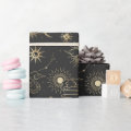 Black and Gold Moon Star Sun Astrology Art Wrapping Paper | Zazzle
