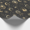 Black and Gold Moon Star Sun Astrology Art Wrapping Paper | Zazzle