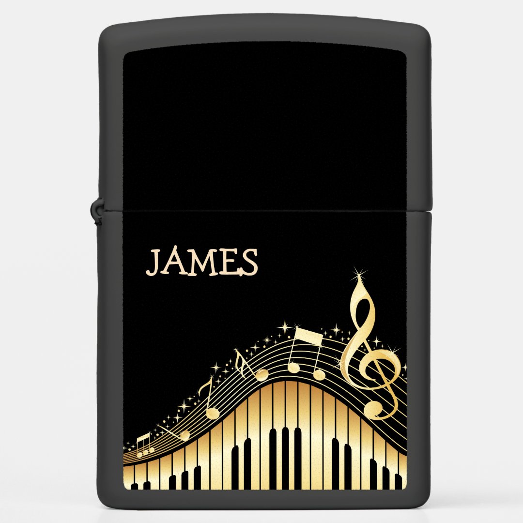 Black And Gold Music Notes Design Zippo Lighter | Zazzle