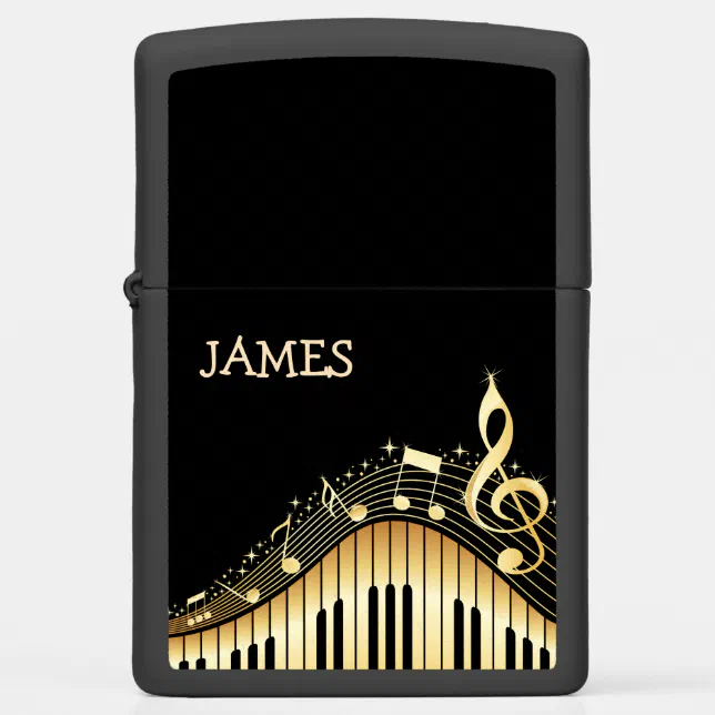 Black And Gold Music Notes Design Zippo Lighter | Zazzle