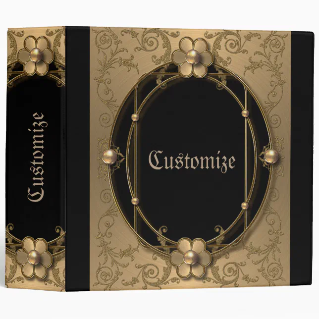 Black and Gold Ornate Vintage Frame Binder | Zazzle