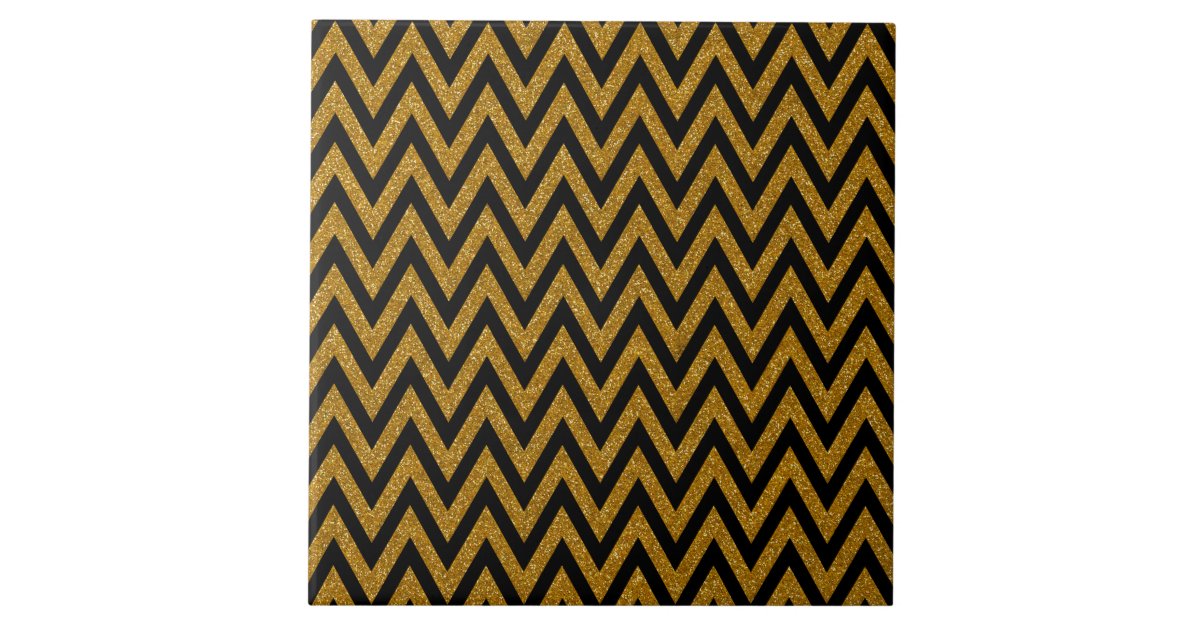 Black and Gold Pattern Ceramic Tile | Zazzle