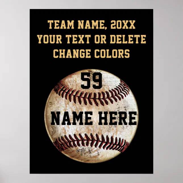 Black and Gold Personalized Baseball Poster | Zazzle