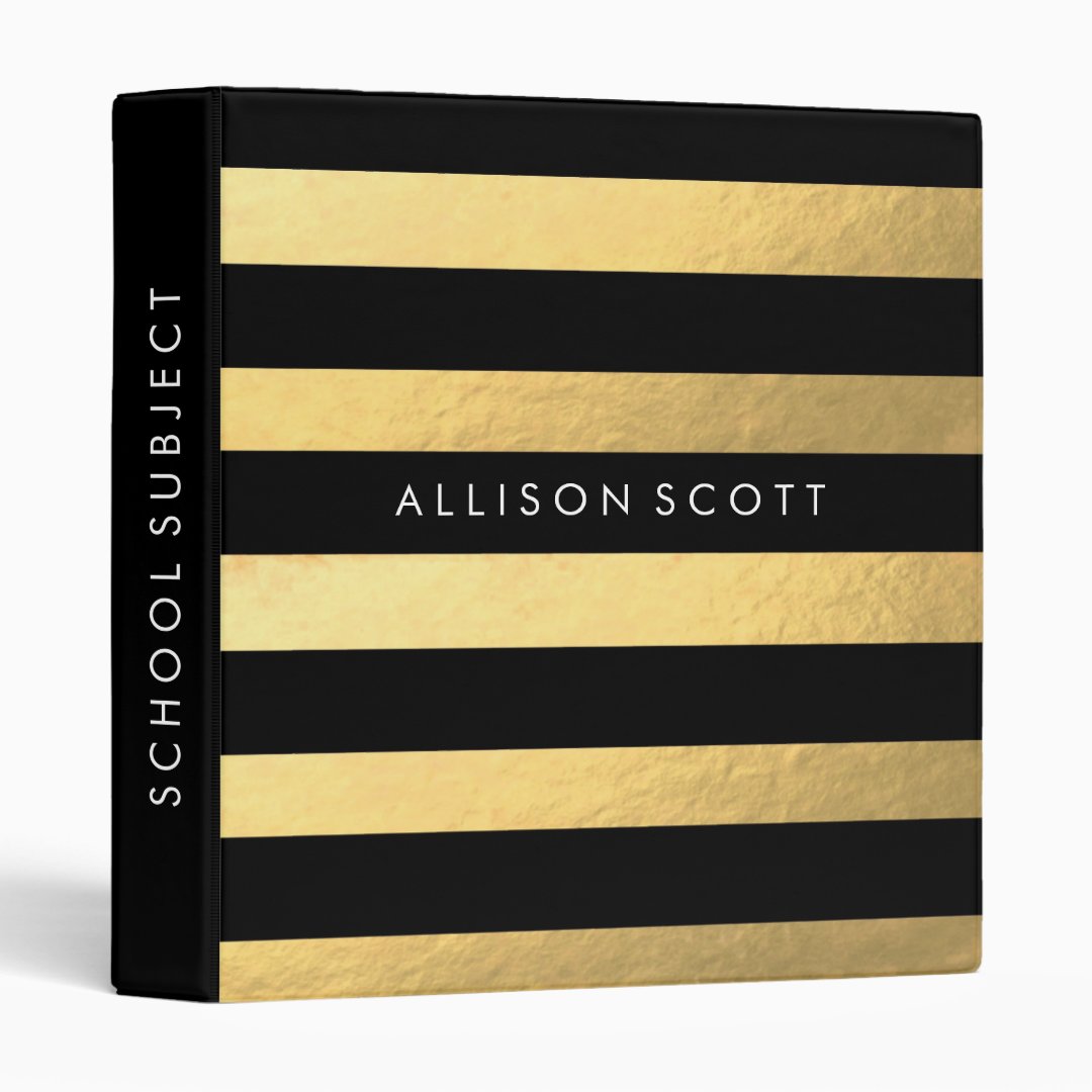 Black And Gold Personalized Binder | Zazzle