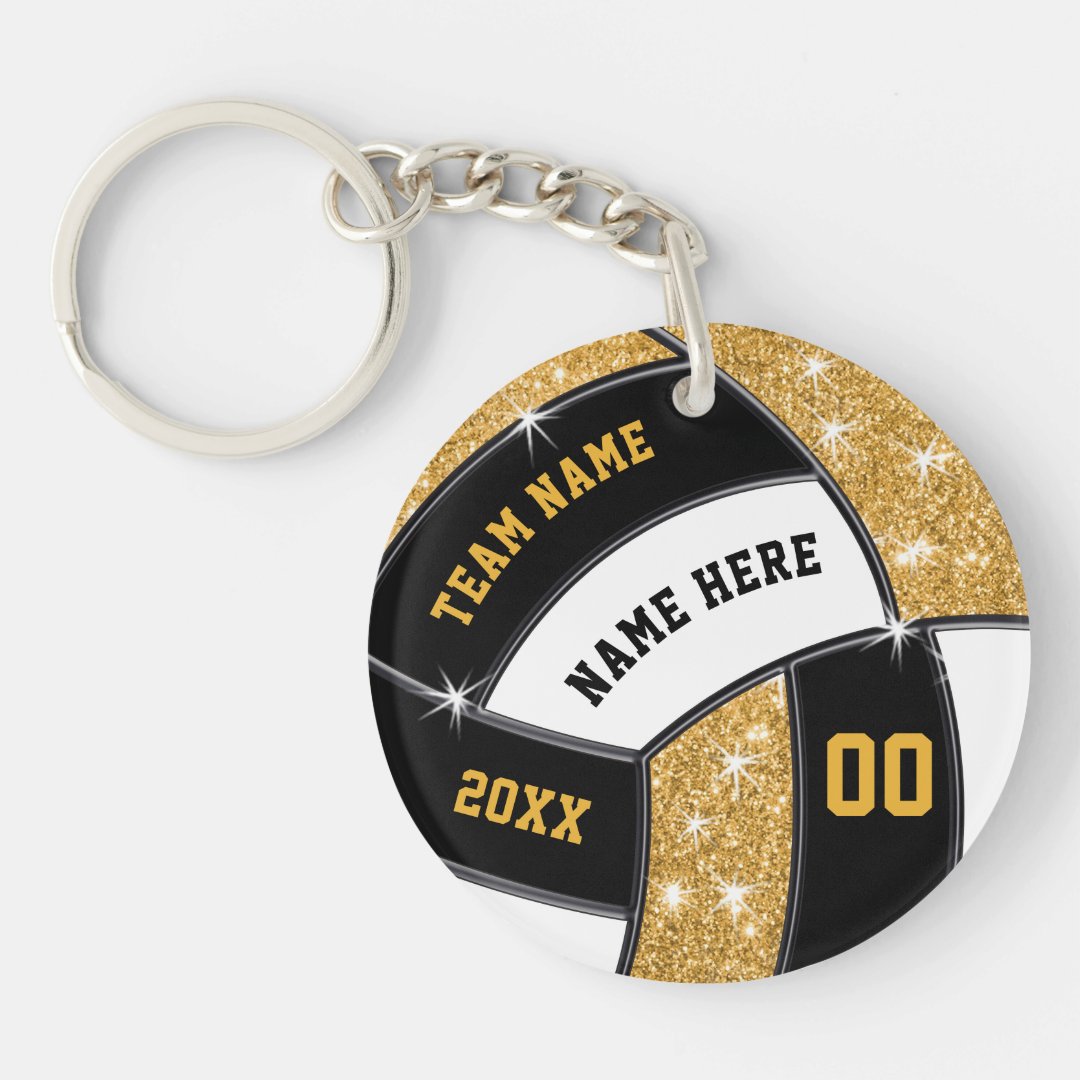 Black and Gold, Personalized Volleyball Keychains | Zazzle