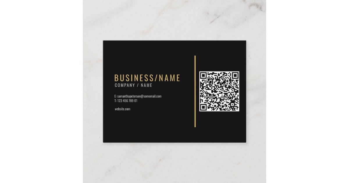Black and gold QR code business card | Zazzle