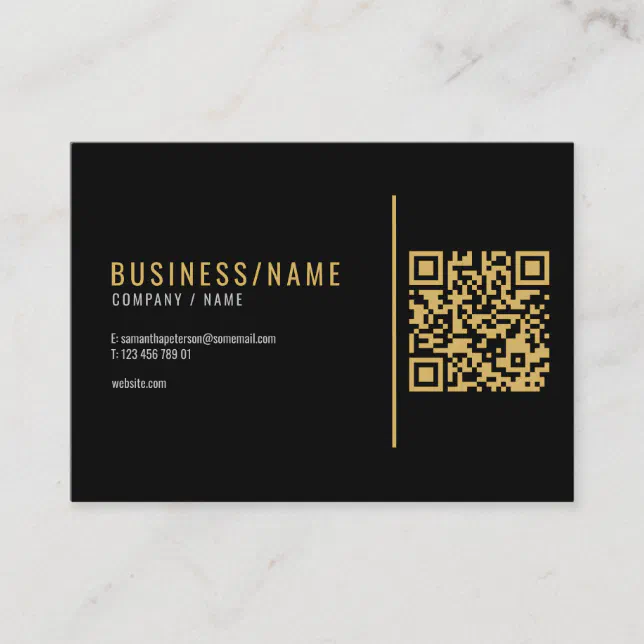 Black and gold QR code business card | Zazzle