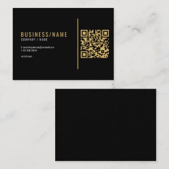 Black and gold QR code business card | Zazzle