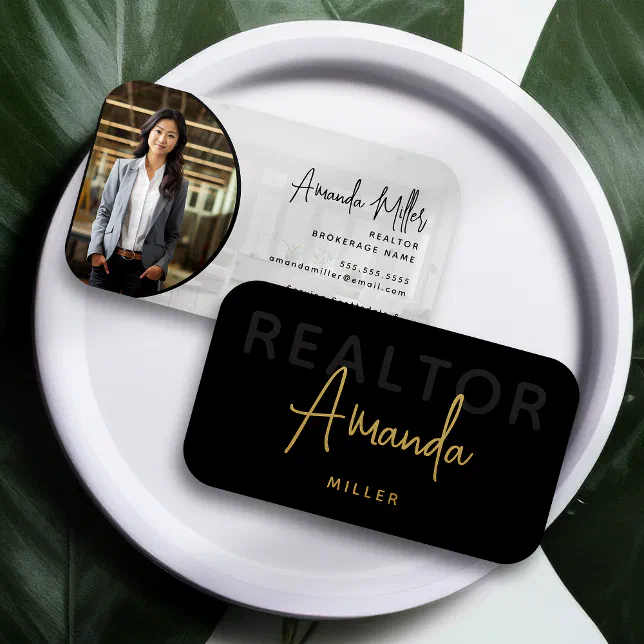 Black and Gold Realtor Broker Real Estate Agent Business Card | Zazzle
