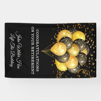 Black And Gold Retirement Banner | Zazzle