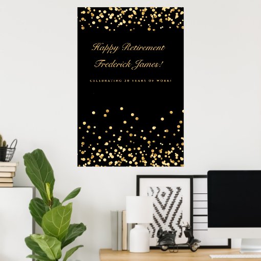 Black And Gold Retirement Party Sign, Retirement Poster | Zazzle