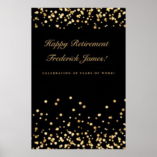 Black And Gold Retirement Party Sign, Retirement Poster | Zazzle
