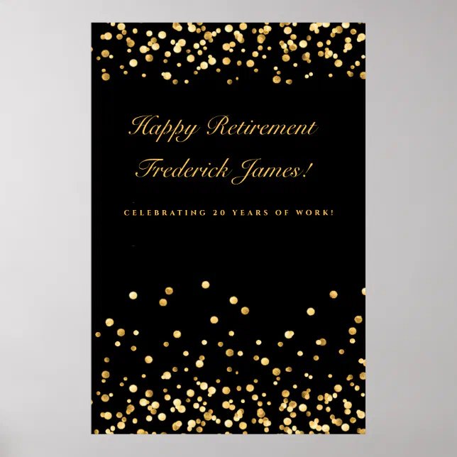 Black And Gold Retirement Party Sign, Retirement Poster | Zazzle