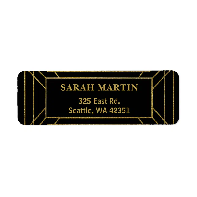 Black and Gold Roaring 20s art deco Label | Zazzle