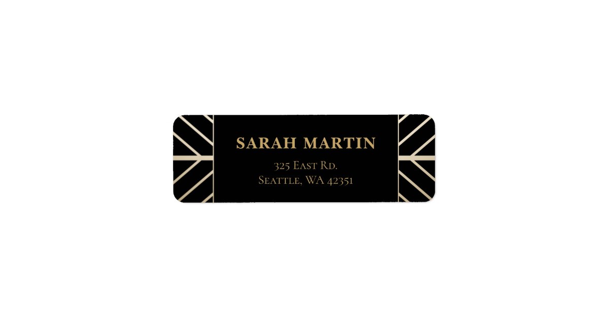 Black and Gold Roaring 20s art deco Label | Zazzle