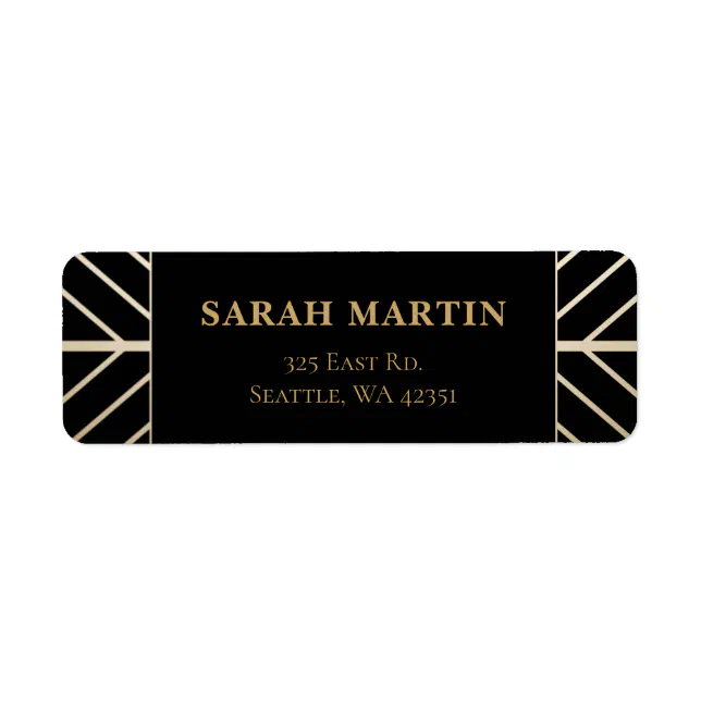 Black and Gold Roaring 20s art deco Label | Zazzle