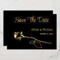 Black and Gold Rose bud Save the Date card | Zazzle