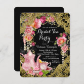 Black and Gold Rose Tea Party Invitation | Zazzle